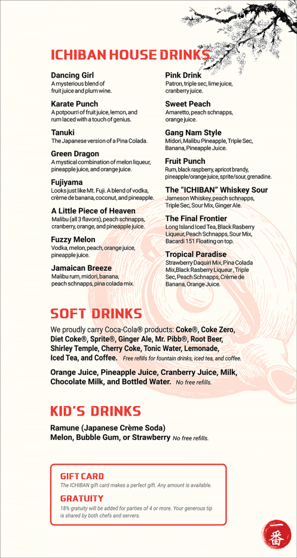 Full Menu – Ichiban Steak